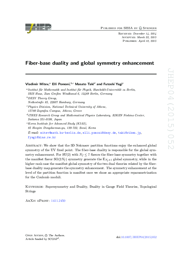 (PDF) Fiber-base duality and global symmetry enhancement