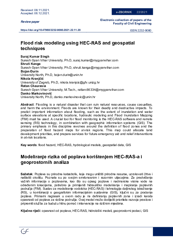 (PDF) Flood risk modeling using HEC-RAS and geospatial techniques