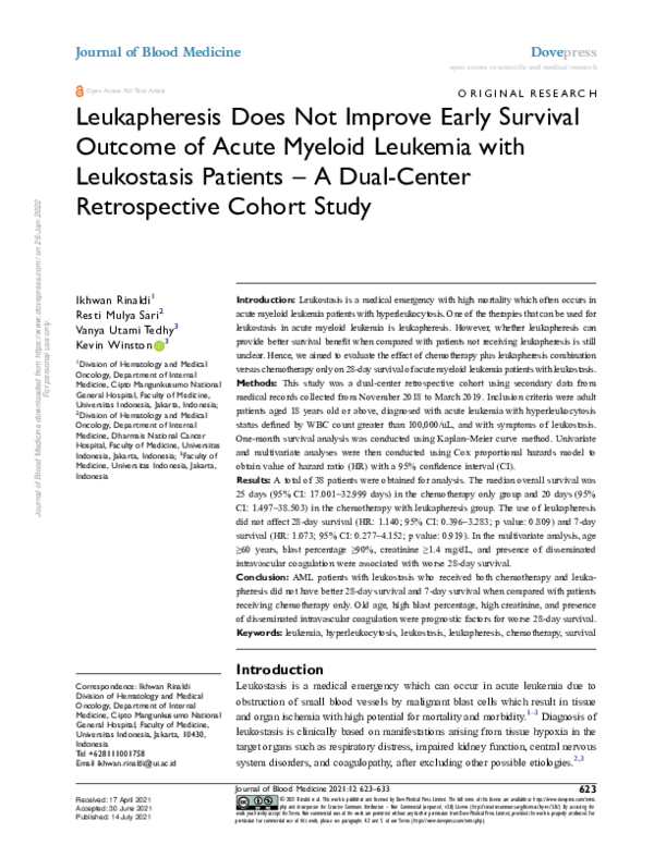 (PDF) Leukapheresis Does Not Improve Early Survival Outcome of Acute ...