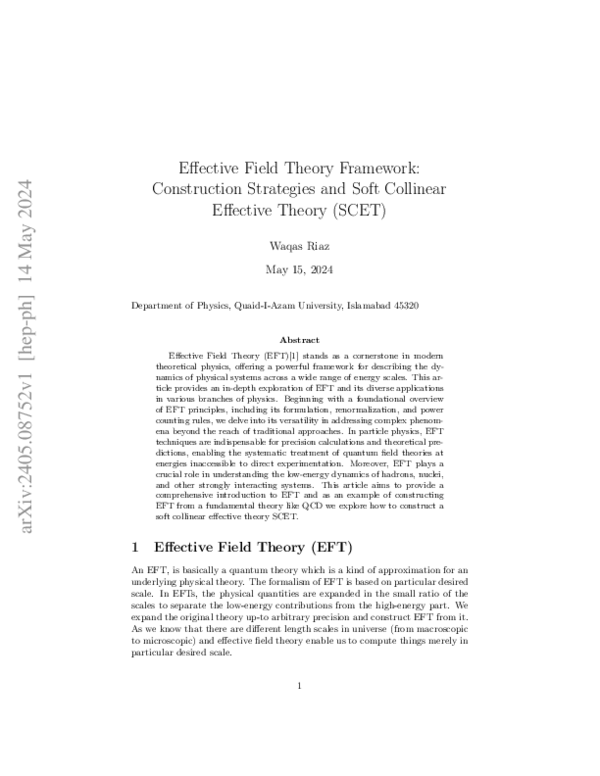 (PDF) Effective Field Theory Framework: Construction Strategies and ...