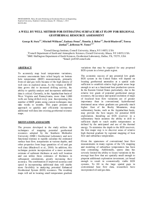 (PDF) A well by well method for estimating surface heat flow for ...