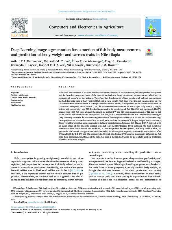 (PDF) Deep Learning image segmentation for extraction of fish body ...