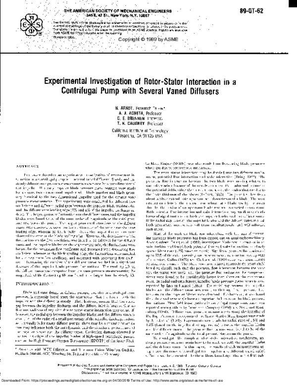 (PDF) Experimental Investigation of Rotor-Stator Interaction in a ...