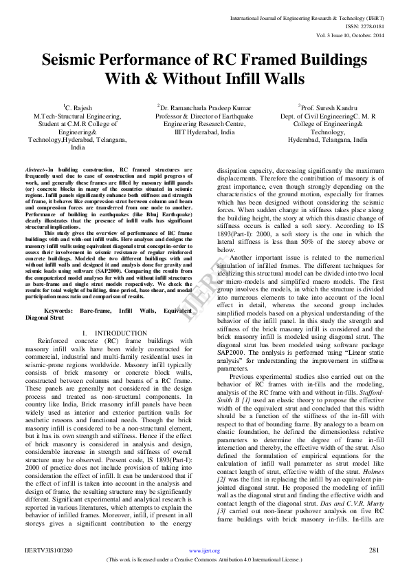 (PDF) Seismic Performance of RC Framed Buildings With & Without Infill ...