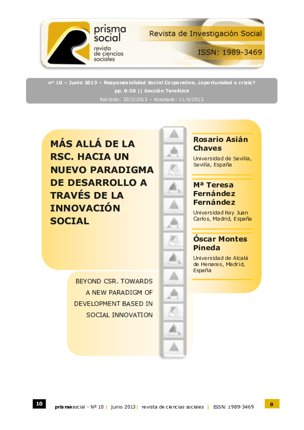 (PDF) Más allá de la RSC: hacia un nuevo paradigma de desarrollo a través de la innovación social