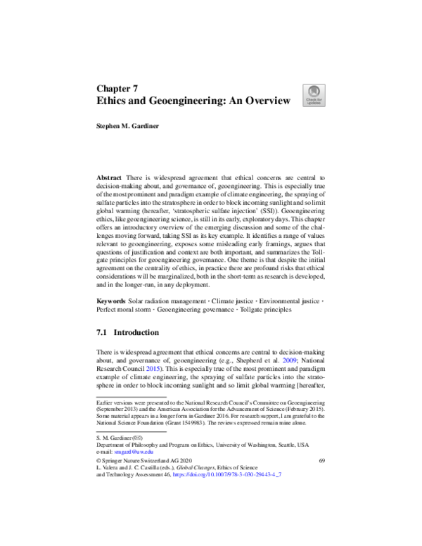 (PDF) Ethics and Geoengineering: An Overview