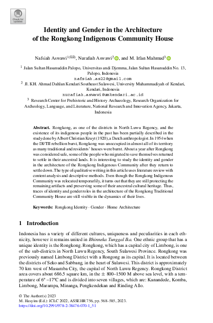 (PDF) Identity and Gender in the Architecture of the Rongkong ...