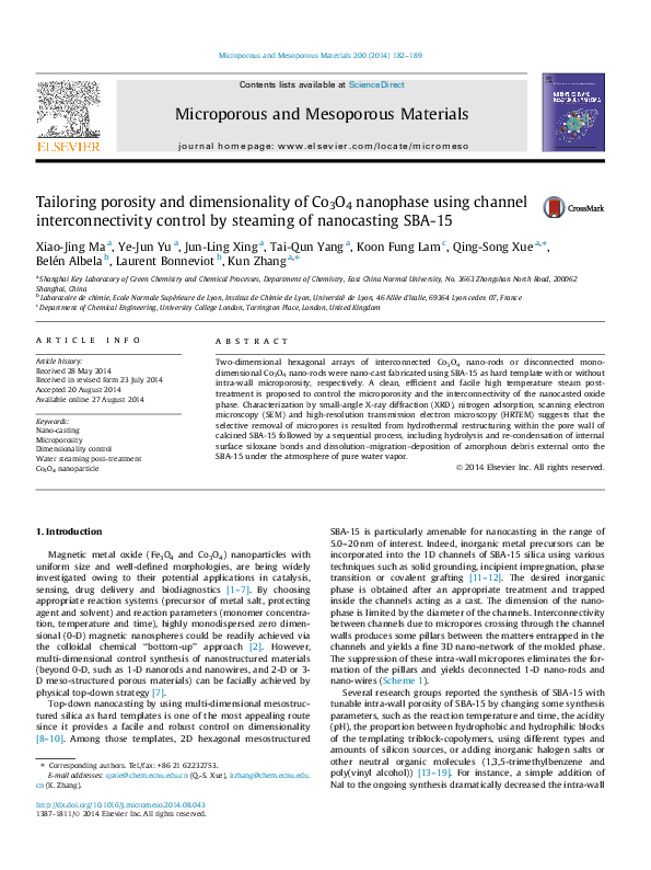 (PDF) Tailoring porosity and dimensionality of Co3O4 nanophase using ...