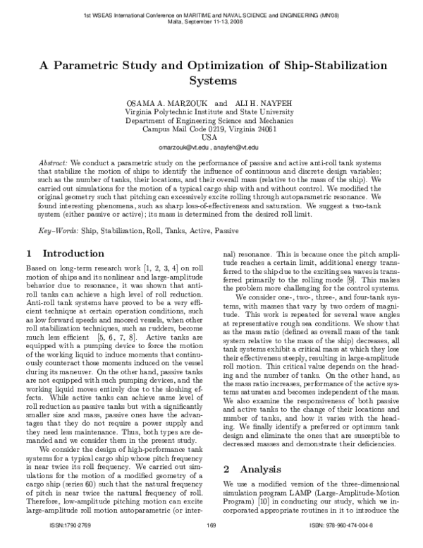 (PDF) A Parametric Study and Optimization of Ship-Stabilization Systems
