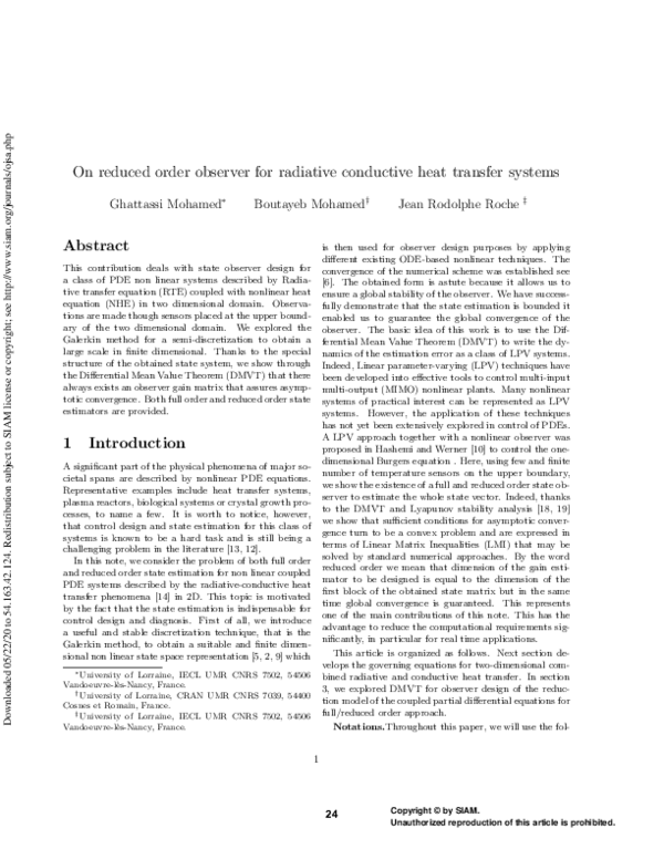 (PDF) On reduced order observer for radiative conductive heat transfer ...