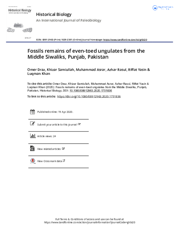 (PDF) Fossils remains of even-toed ungulates from the Middle Siwaliks ...