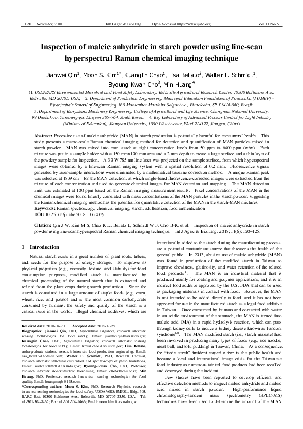 (PDF) Inspection of maleic anhydride in starch powder using line-scan ...