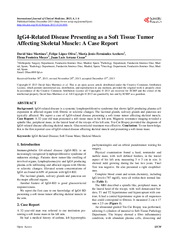 (PDF) IgG4-Related Disease Presenting as a Soft Tissue Tumor Affecting ...