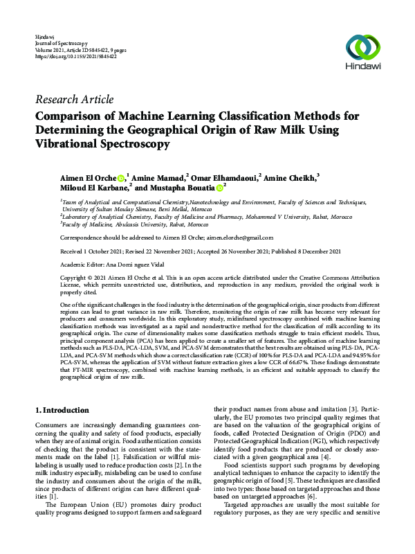 (PDF) Comparison of Machine Learning Classification Methods for Determining the Geographical ...
