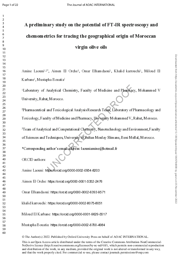 (PDF) A preliminary study on the potential of FT-IR spectroscopy and chemometrics for tracing ...