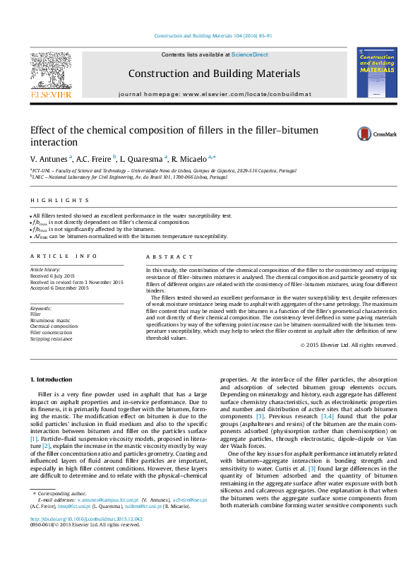 (PDF) Effect of the chemical composition of fillers in the filler ...