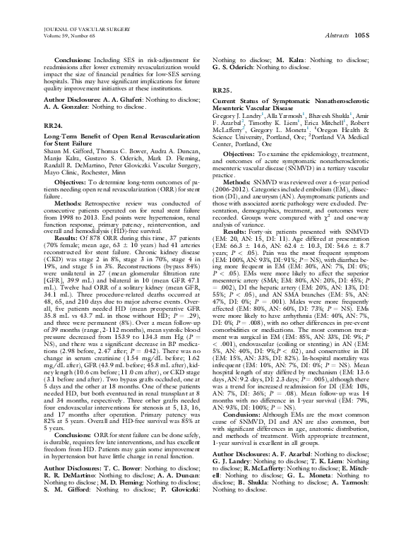 (PDF) RR25. Current Status of Symptomatic Nonatherosclerotic Mesenteric ...