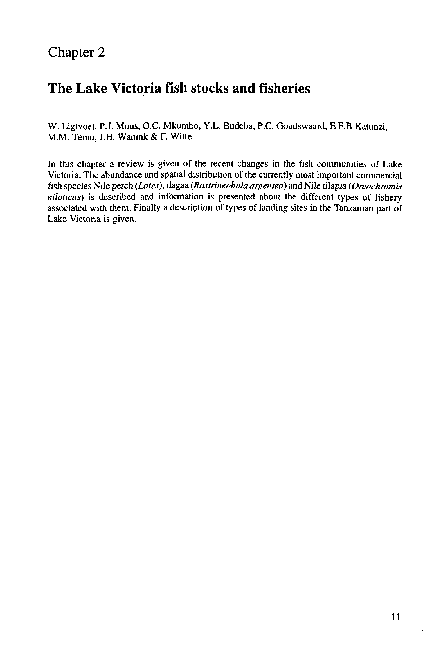 (PDF) The Lake Victoria fish stocks and fisheries