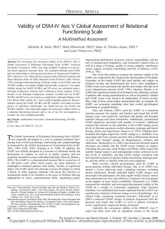 (PDF) Validity of DSM-IV Axis V Global Assessment of Relational ...