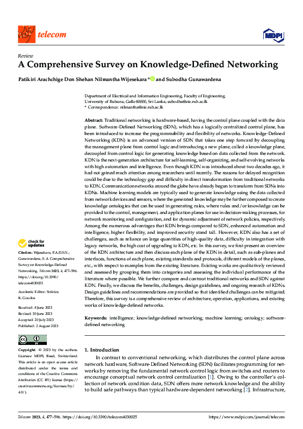 (PDF) A Comprehensive Survey on Knowledge-Defined Networking