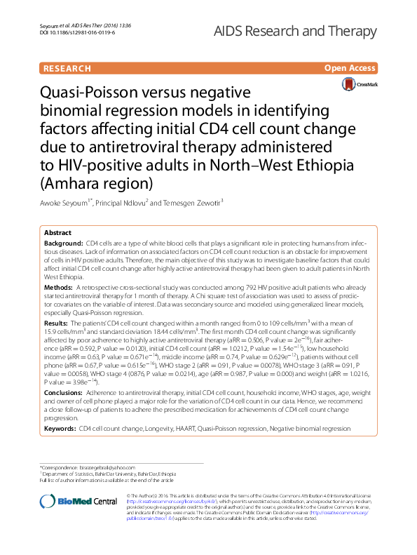 (PDF) Quasi-Poisson versus negative binomial regression models in ...