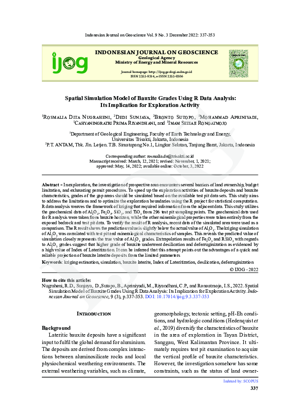 (PDF) Spatial Simulation Model of Bauxite Grades Using R Data Analysis ...