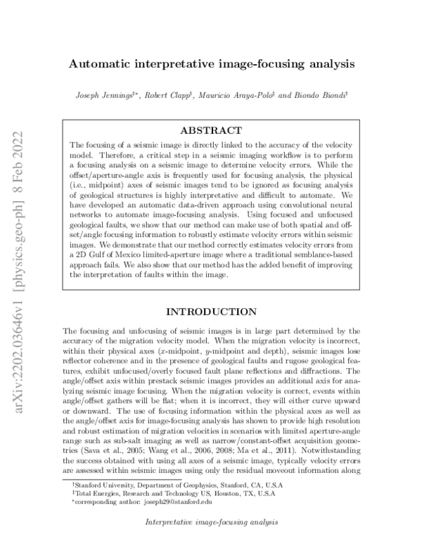 (PDF) Automatic Interpretative Image-Focusing Analysis