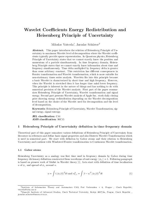 (PDF) Wavelet Coefficients Energy Redistribution and Heisenberg ...