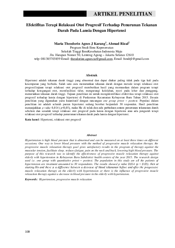 (PDF) Efektifitas Terapi Relaksasi Otot Progresif Terhadap Penurunan ...
