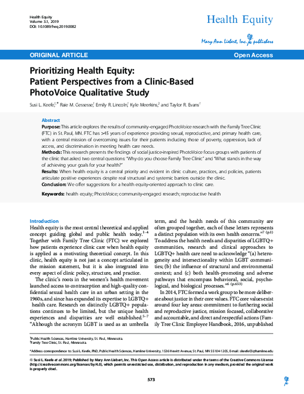 (PDF) Prioritizing Health Equity: Patient Perspectives from a Clinic ...