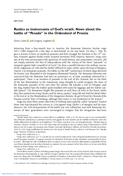 (PDF) Rustics as instruments of God's wrath. News about the battle of ...