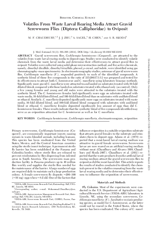 (PDF) Volatiles From Waste Larval Rearing Media Attract Gravid ...