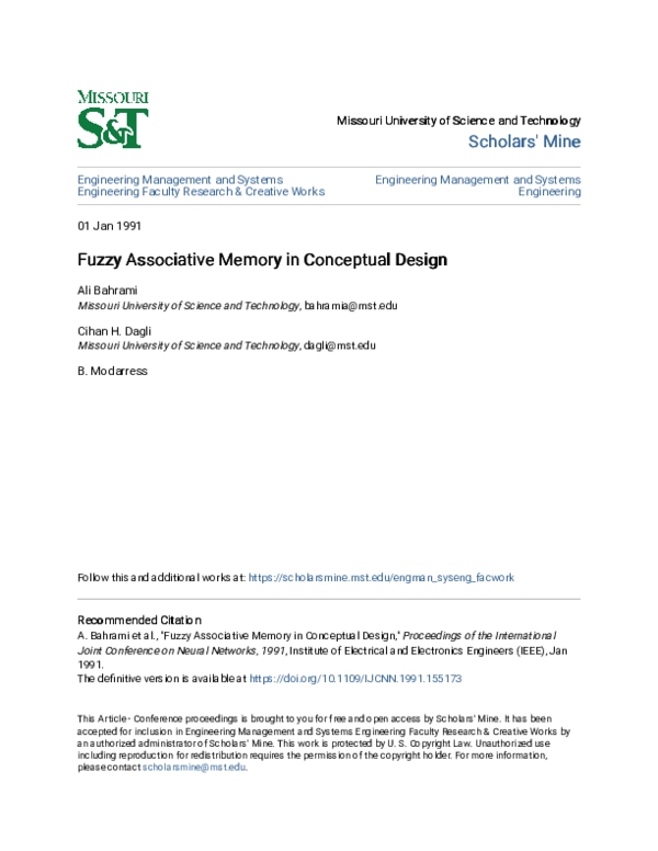 (PDF) Fuzzy associative memory in conceptual design