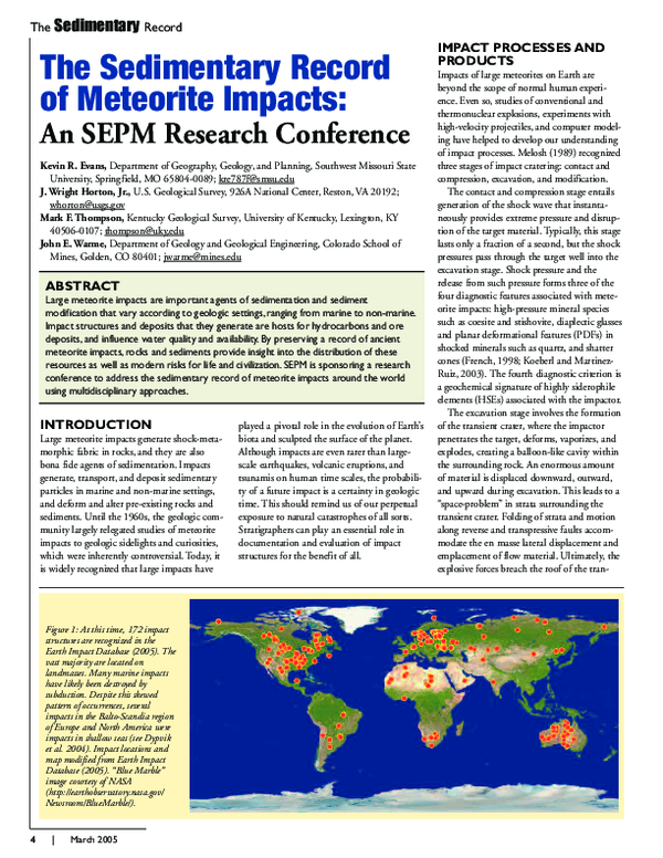 (PDF) The Sedimentary Record of Meteorite Impacts: An SEPM Research Conference
