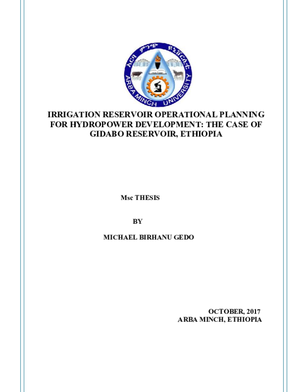 (PDF) Irrigation Reservoir Operational Planning for Hydropower ...