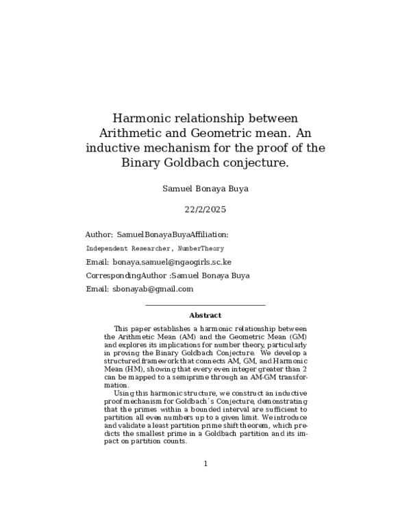 (PDF) Harmonic relationship between Arithmetic and Geometric mean. An ...