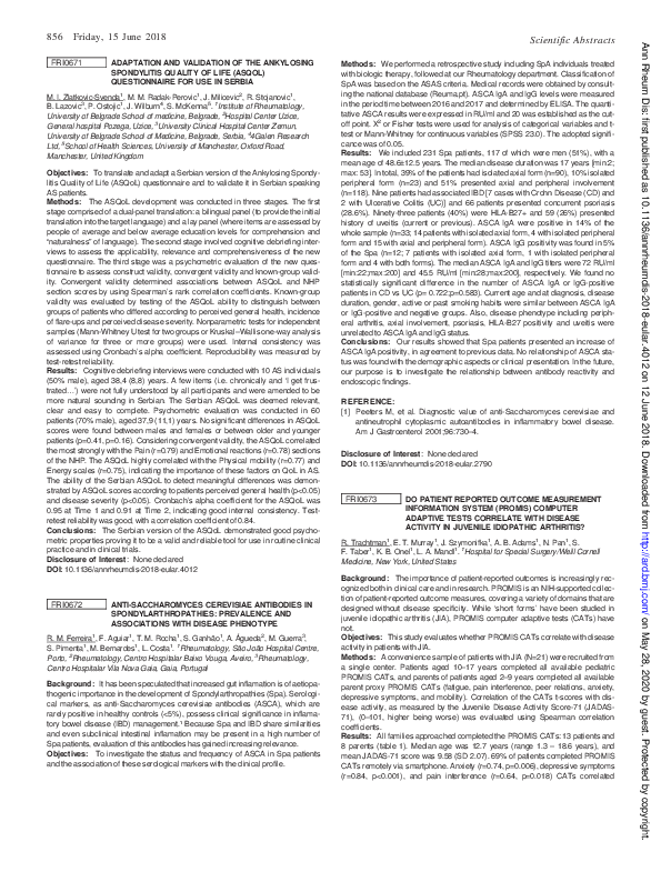 (PDF) FRI0671 Adaptation and validation of the ankylosing spondylitis ...