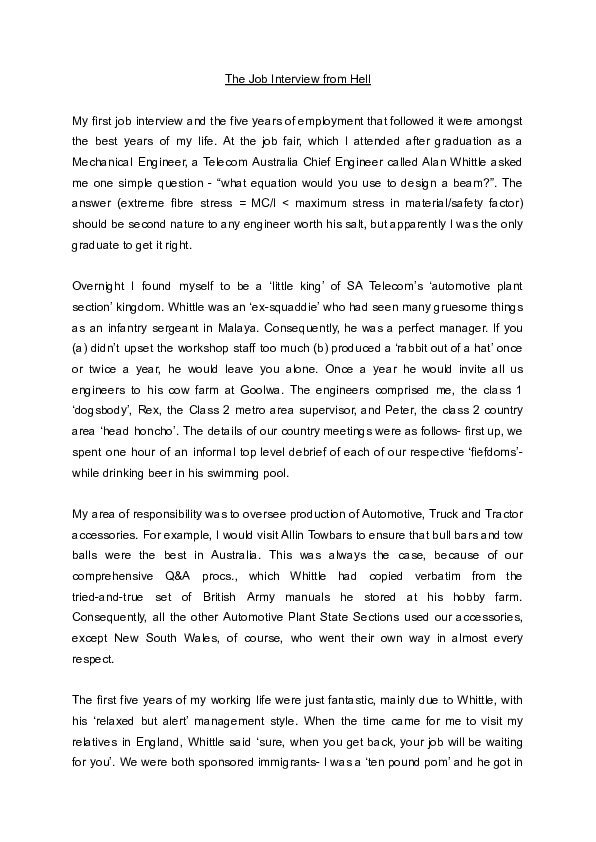 (PDF) The Job Interview from Hell