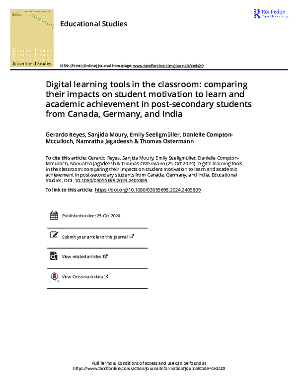 (PDF) Digital learning tools in the classroom: comparing their impacts ...