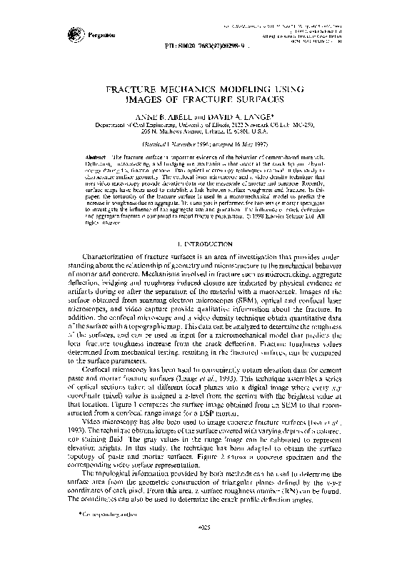 (PDF) Fracture mechanics modeling using images of fracture surfaces