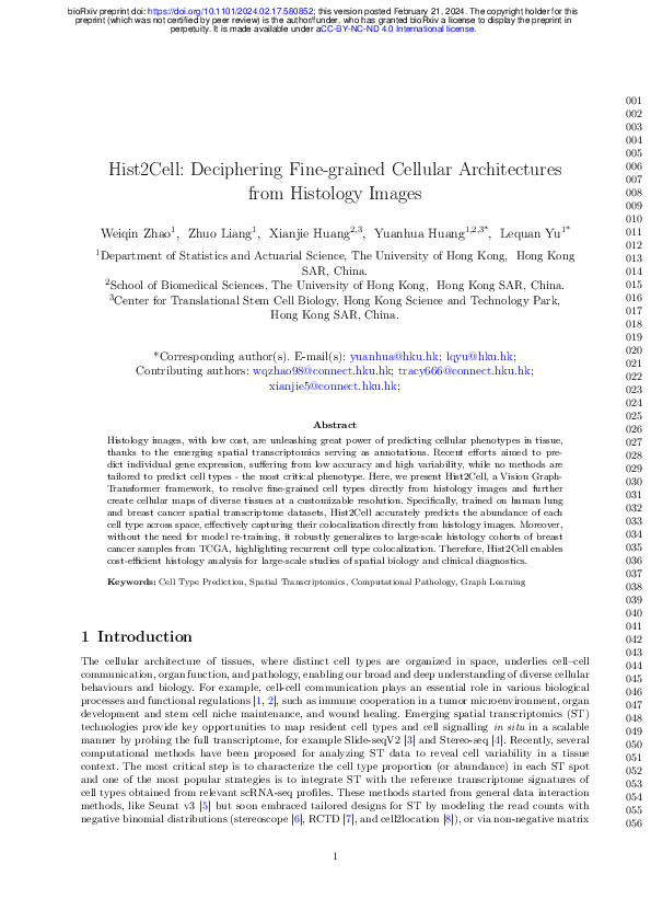 (PDF) Hist2Cell: Deciphering Fine-grained Cellular Architectures from Histology Images