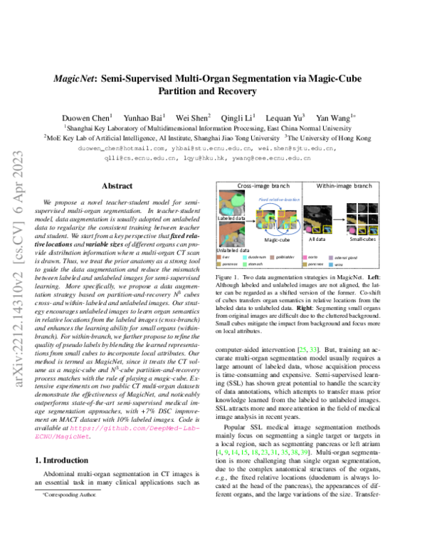 (PDF) MagicNet: Semi-Supervised Multi-Organ Segmentation via Magic-Cube Partition and Recovery