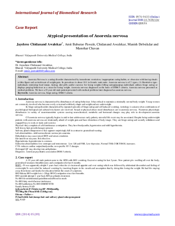 (PDF) Atypical presentation of Anorexia Nervosa