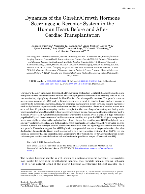 (PDF) Dynamics of the Ghrelin/Growth Hormone Secretagogue Receptor ...