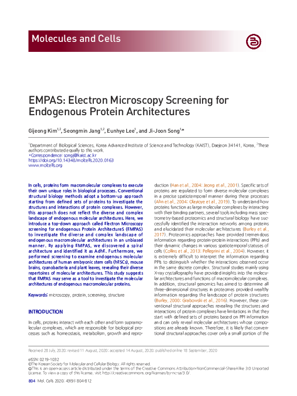 (PDF) EMPAS: Electron Microscopy Screening for Endogenous Protein Architectures