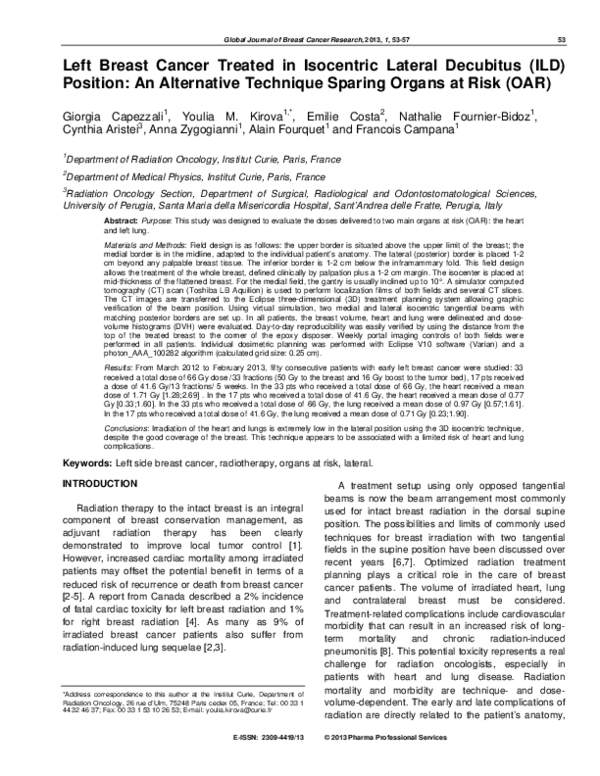(PDF) Left Breast Cancer Treated in Isocentric Lateral Decubitus (ILD ...
