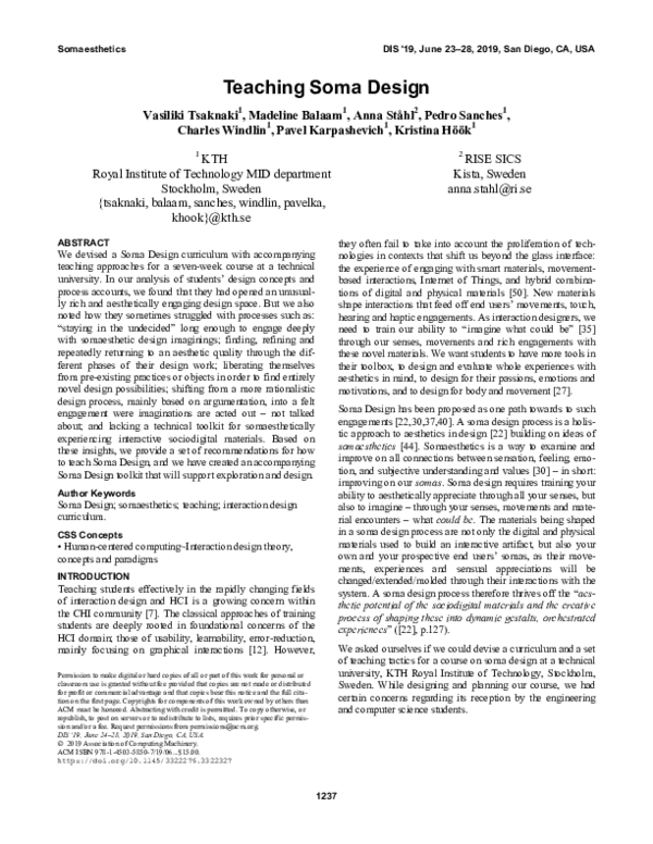 (PDF) Teaching Soma Design