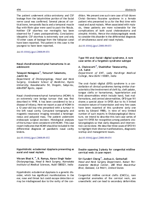 (PDF) Hypohidrotic ectodermal dysplasia presenting as aural and nasal myiasis