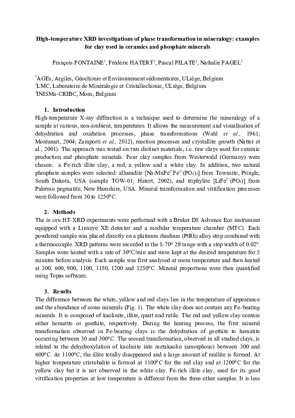 (PDF) High-temperature XRD investigations of phase transformation in ...