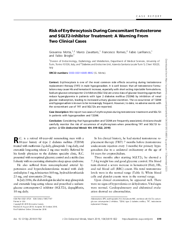 (PDF) Risk of Erythrocytosis During Concomitant Testosterone and SGLT2 ...